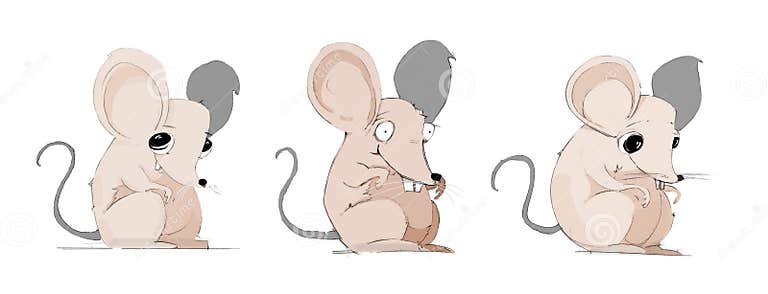 Crazy Mice Character Hand Drawn Stock Illustration - Illustration of ...