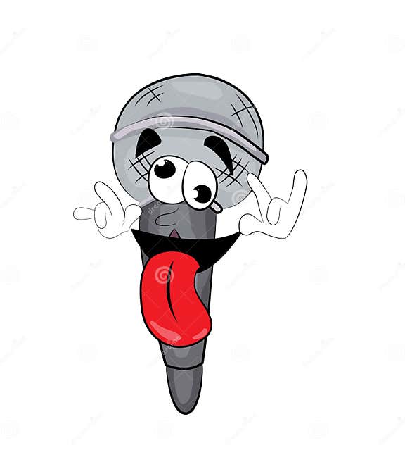 Crazy Microphone cartoon stock illustration. Illustration of comic ...