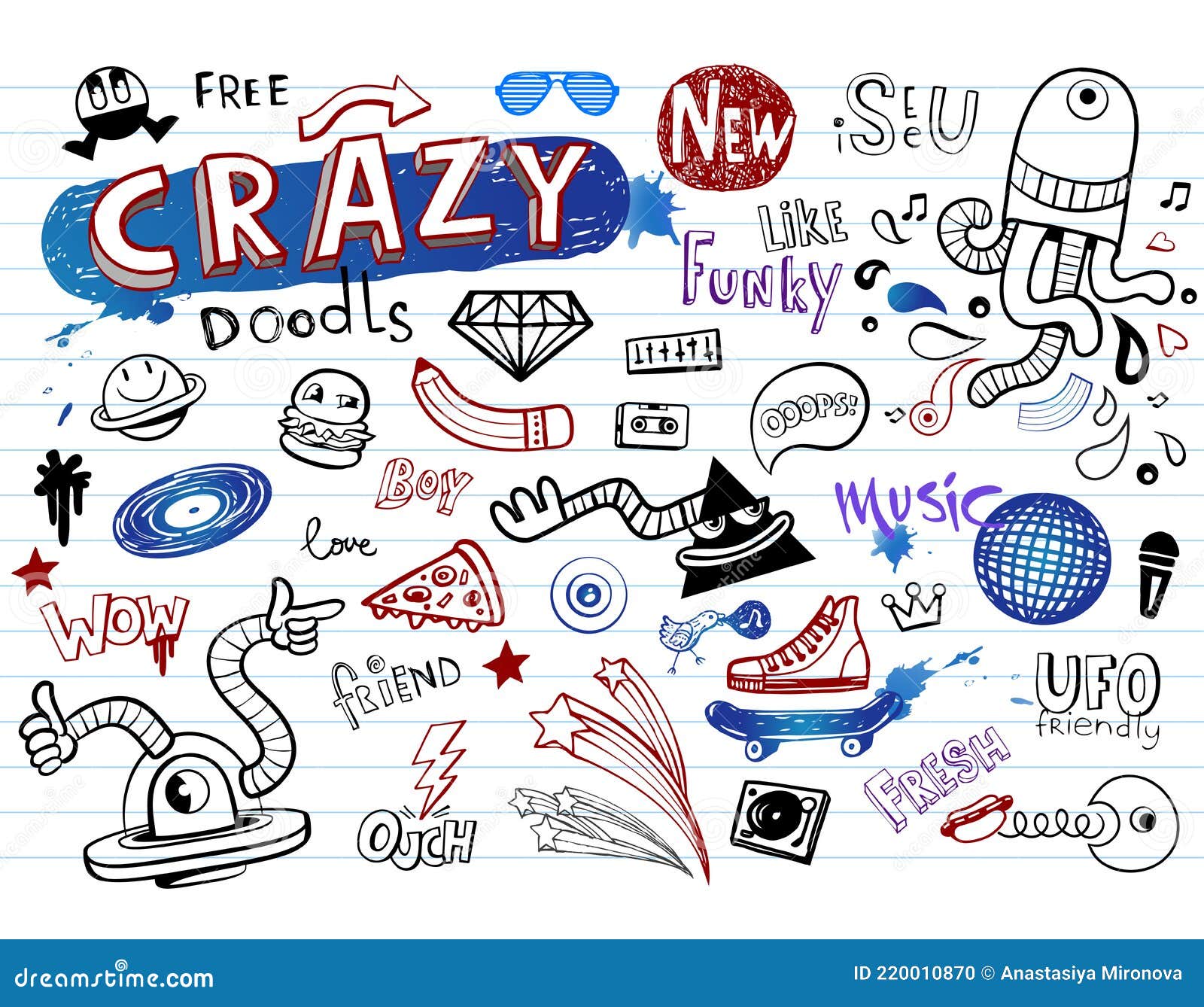 Crazy modern doodles stock vector. Illustration of drawing - 220010870