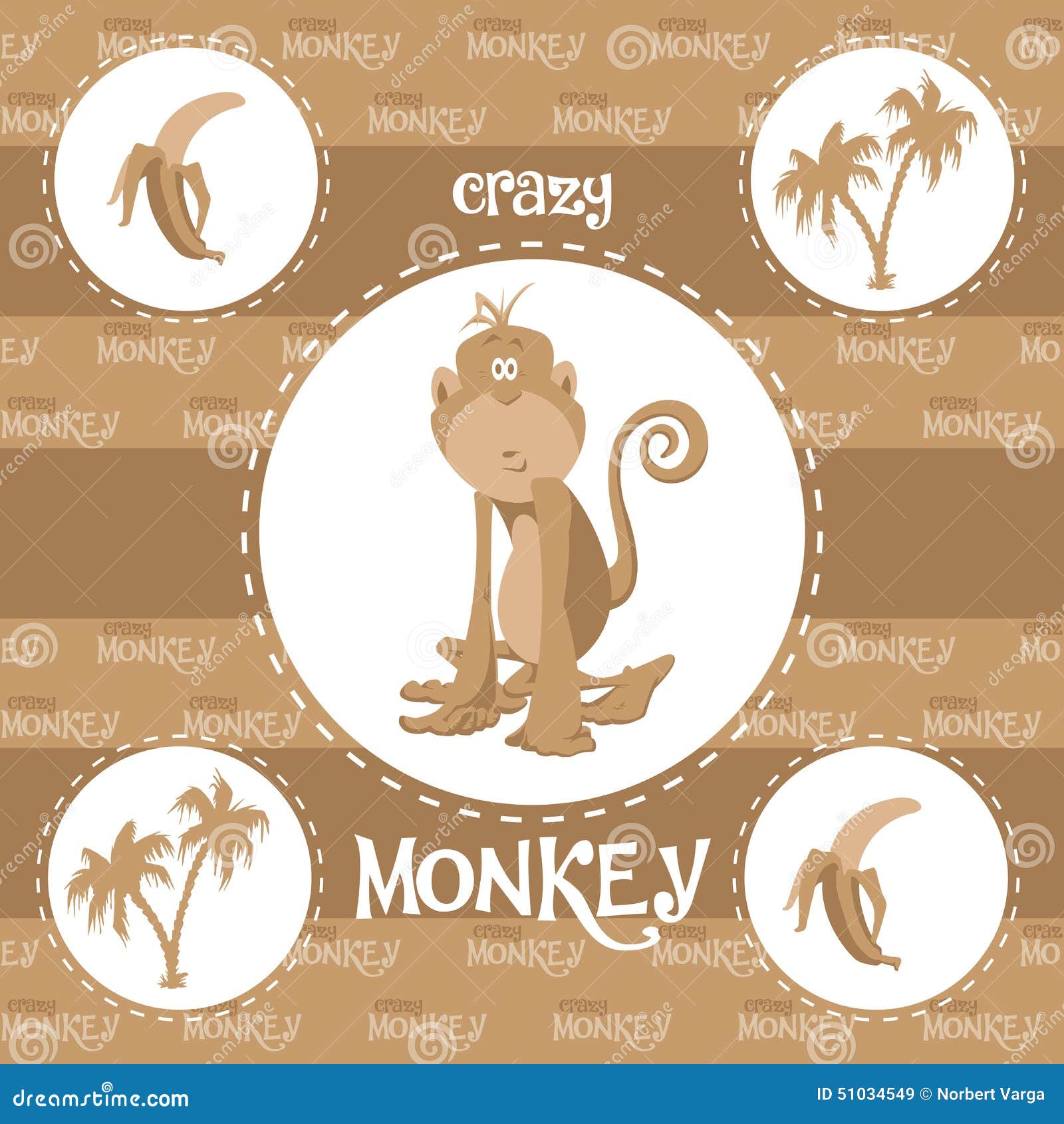 Crazy monkey pattern stock vector. Illustration of animal - 51034549