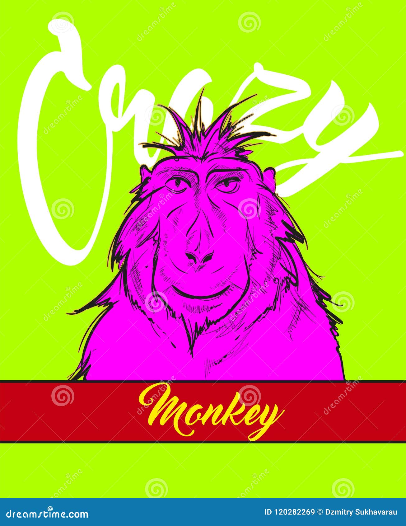 Crazy Monkey . Vector Monkey in Bright Colors Stock Vector ...