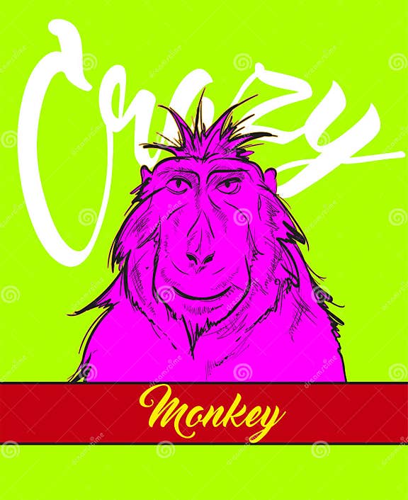 Crazy Monkey . Vector Monkey in Bright Colors Stock Vector ...
