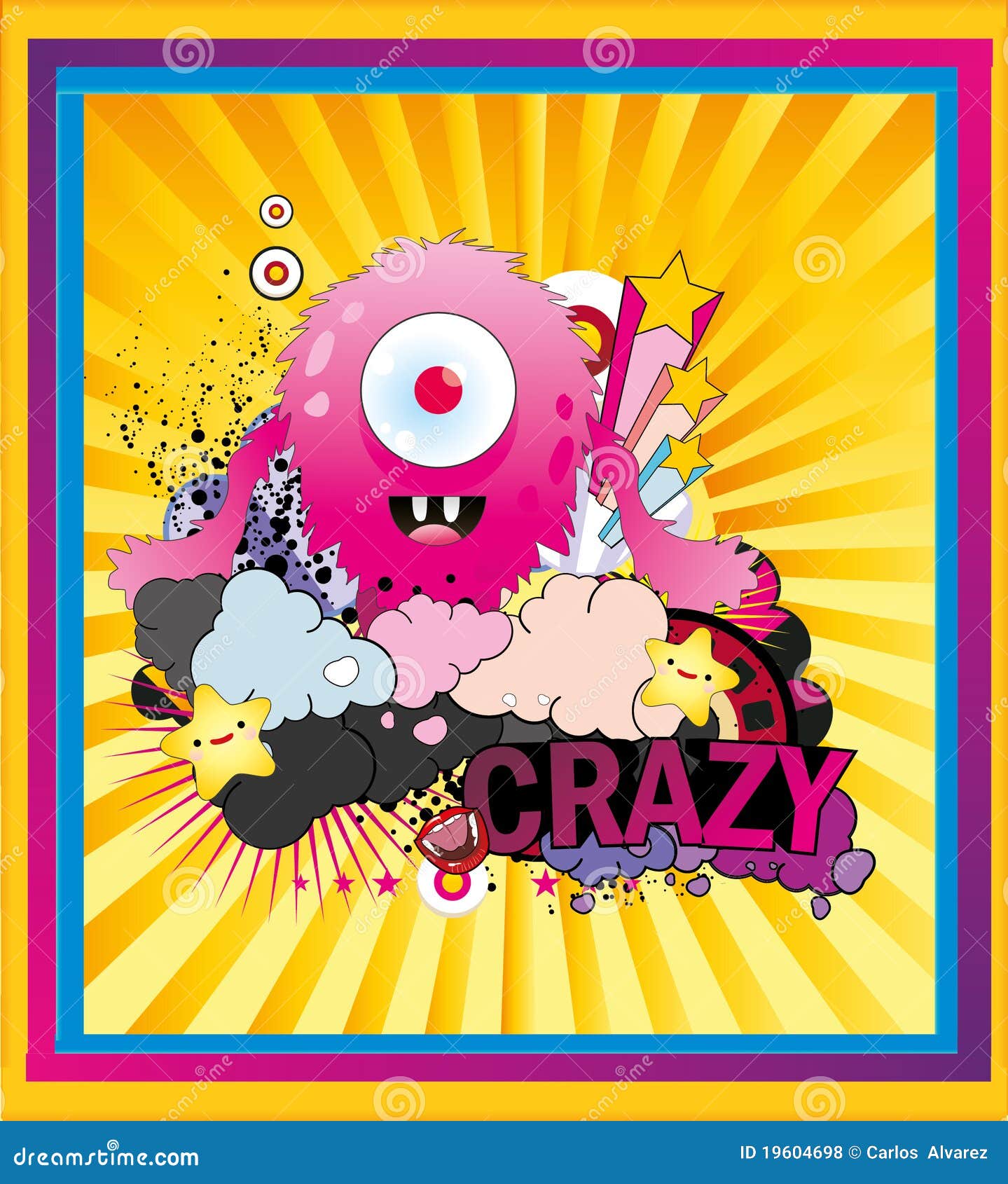 Crazy Monster - Mockup For Your Idea. Cartoon Vector | CartoonDealer ...