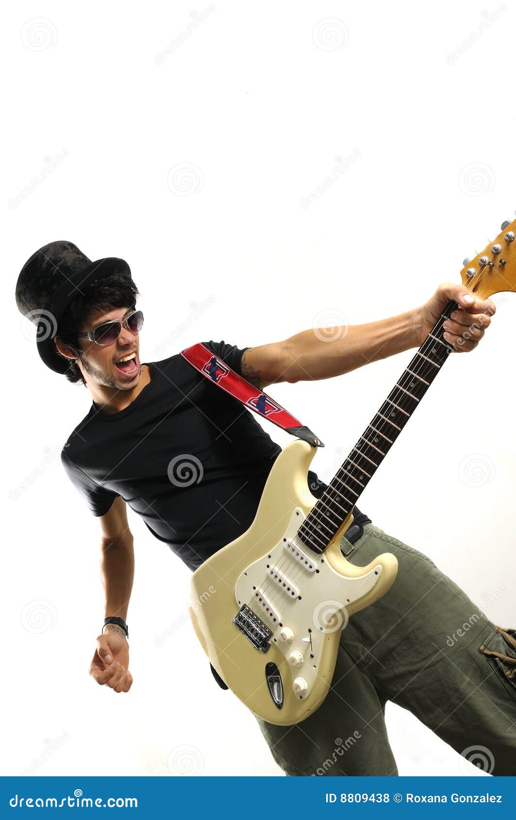 Crazy musician with guitar stock photo. Image of music - 8809438