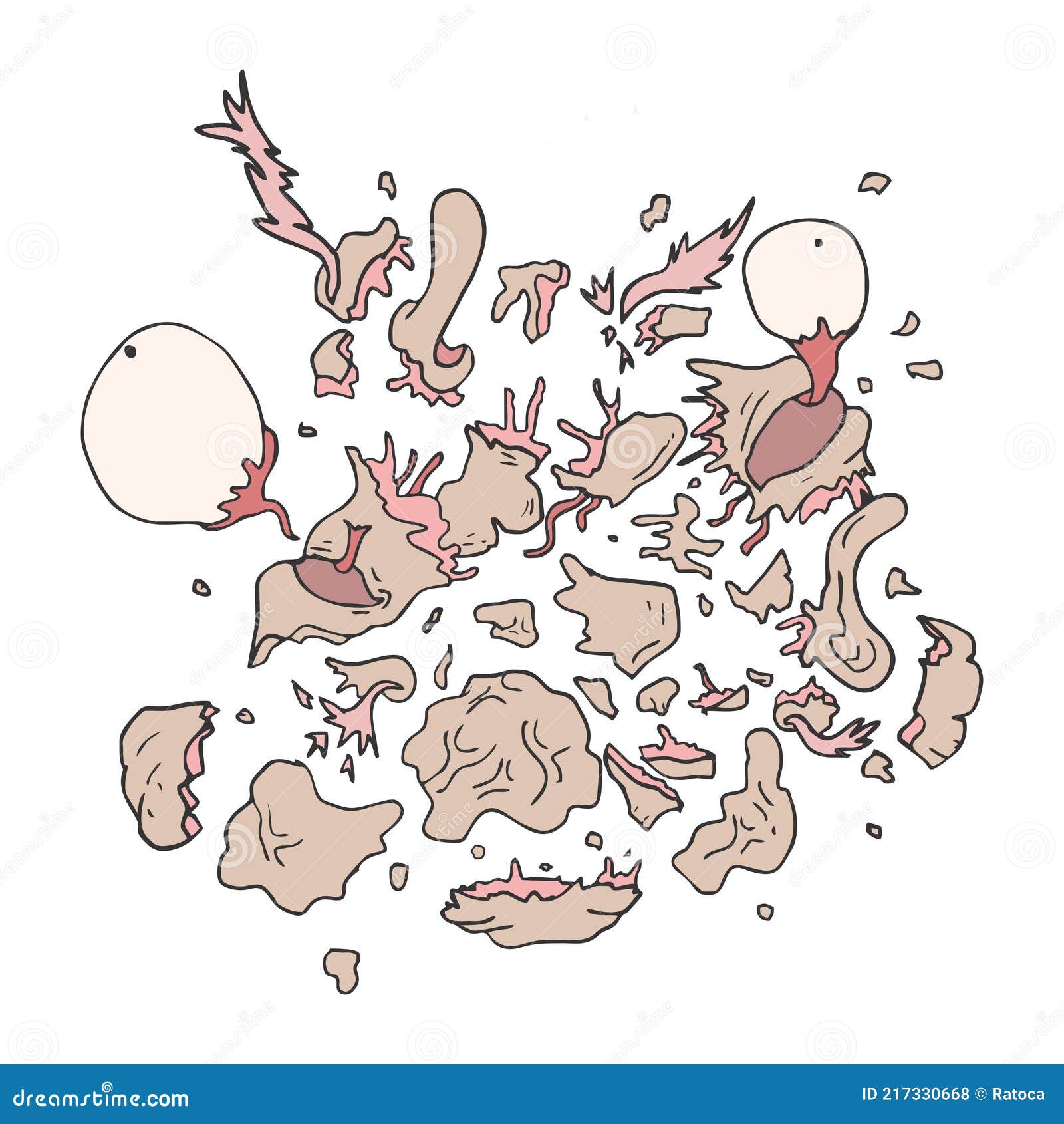 Crazy Mutant Meat Explosion Stock Vector - Illustration of scary ...