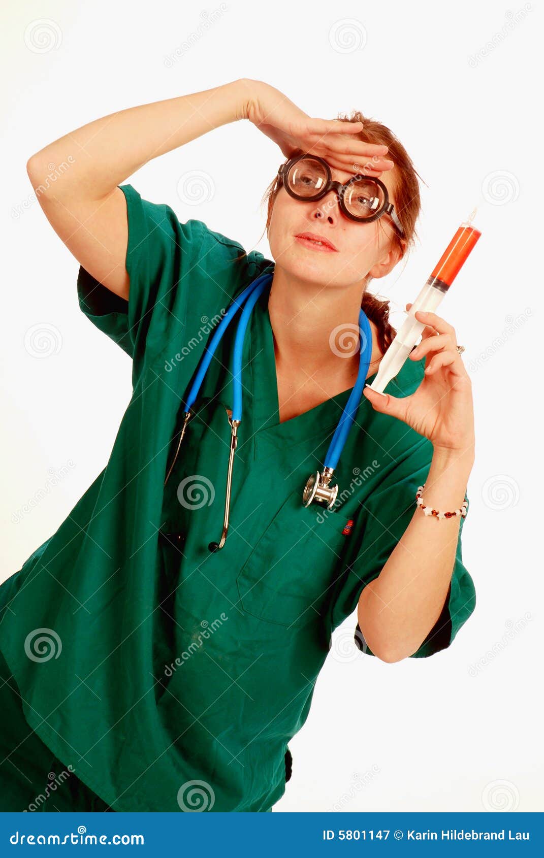 Crazy Nurse Giving Injection To Scared Man Royalty-Free Stock ...