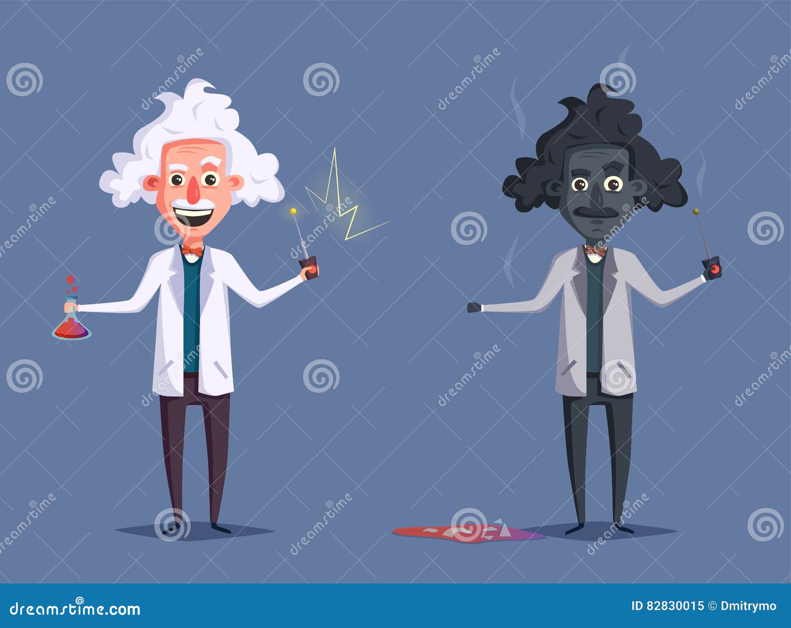 Crazy Old Scientist. Funny Character Stock Vector - Illustration of ...