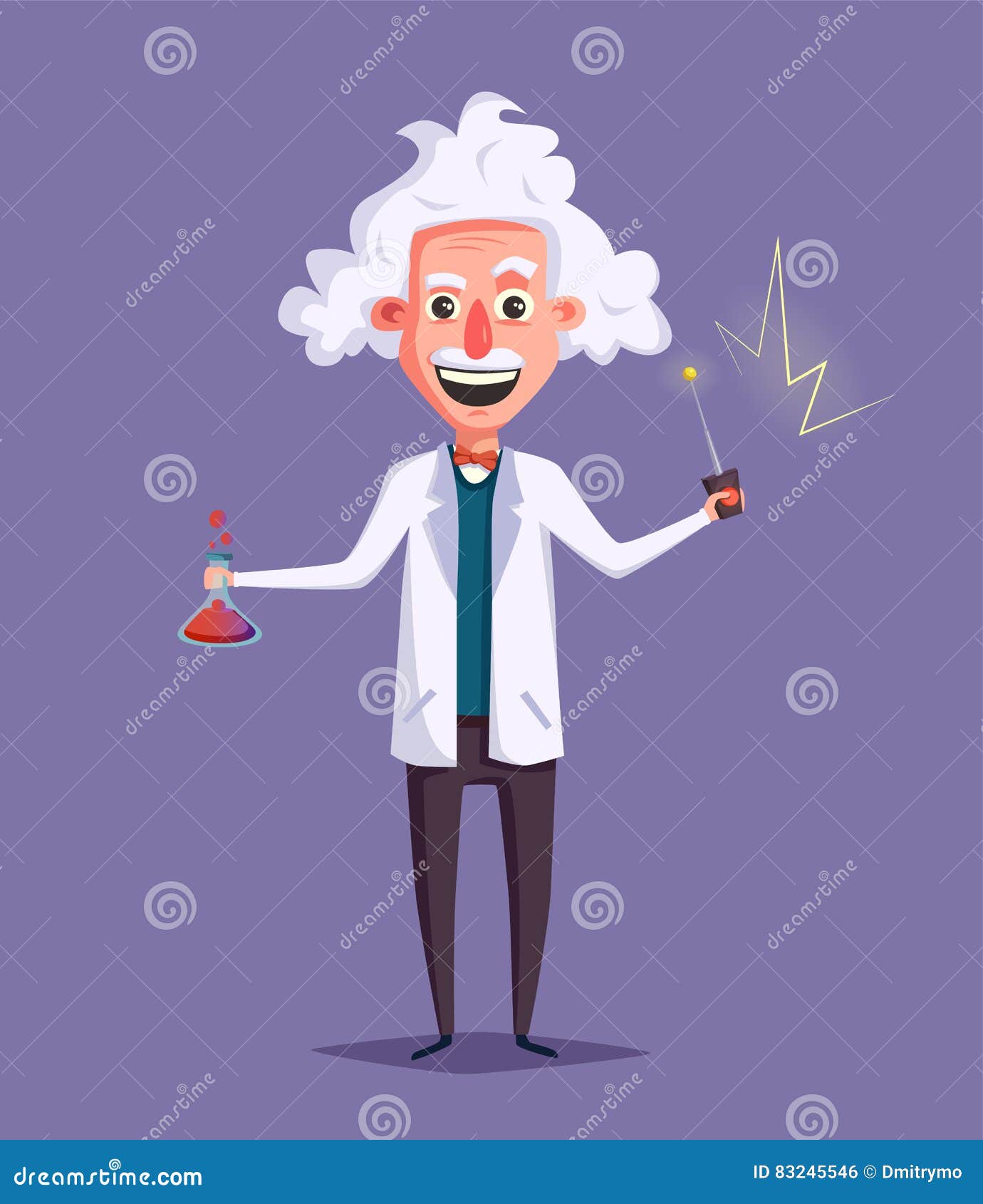 Crazy Old Scientist. Funny Character Stock Vector - Illustration of ...