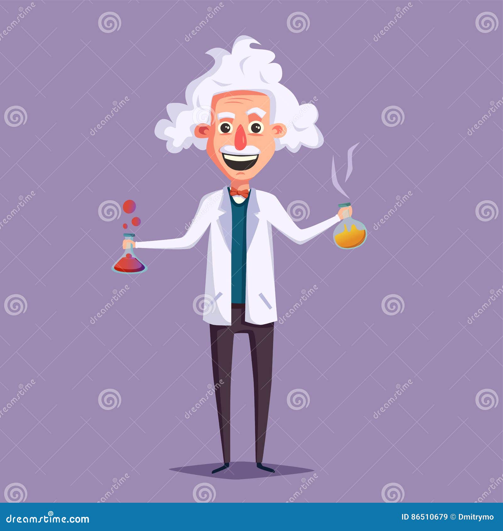 Crazy Old Scientist. Funny Character Stock Vector - Illustration of ...
