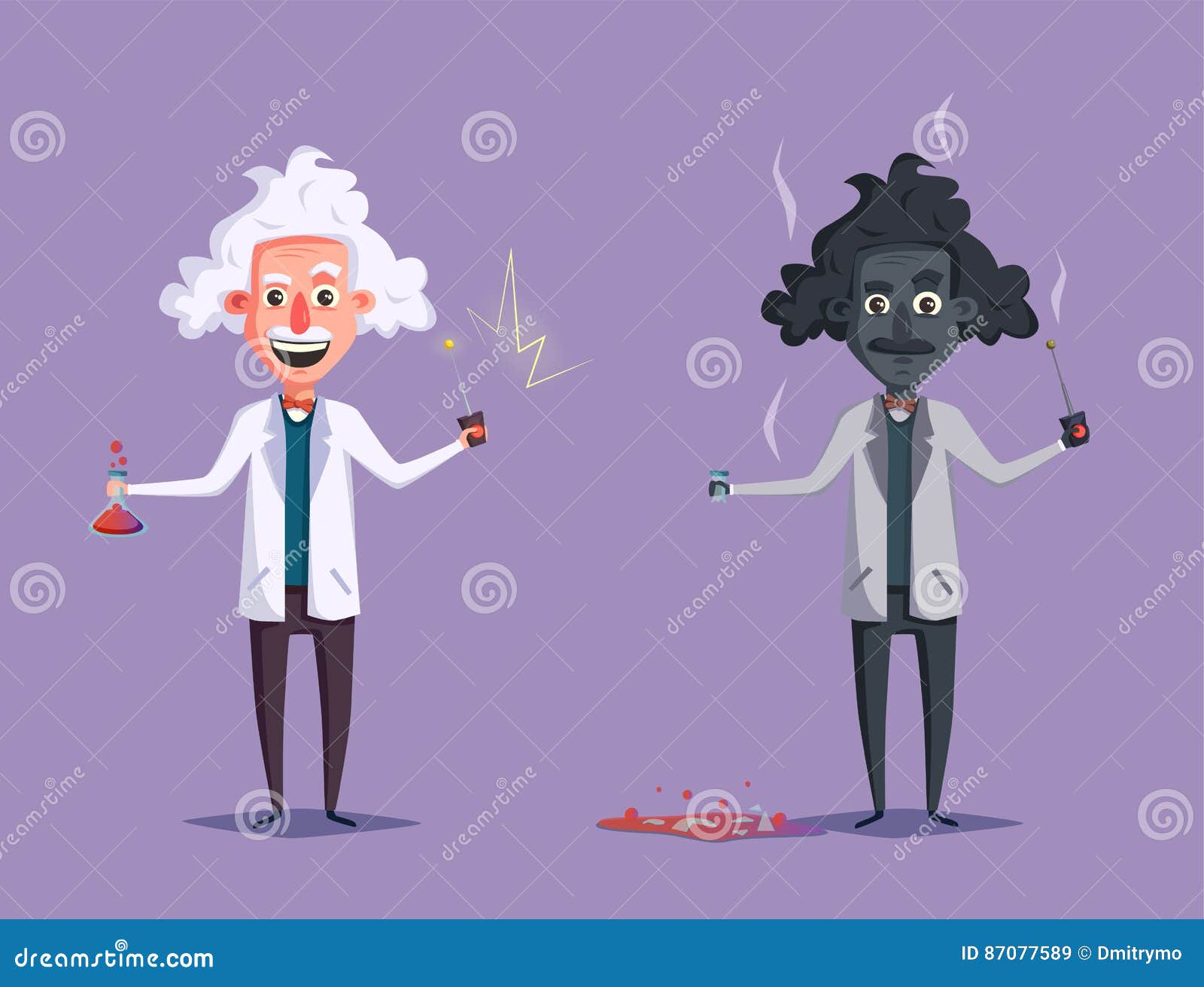 Crazy Old Scientist. Funny Character Stock Vector - Illustration of ...