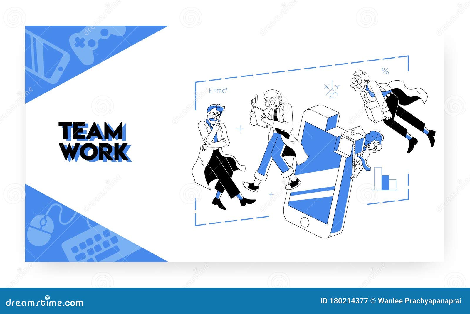 Crazy Physics Scientists Brainstorm New Idea and Technology. Concept ...