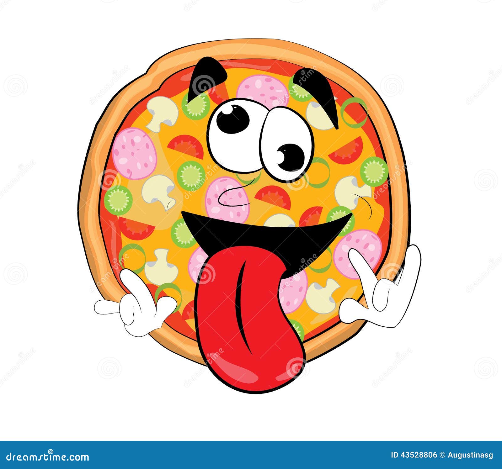 Crazy Pizza cartoon stock illustration. Illustration of tongue - 43528806