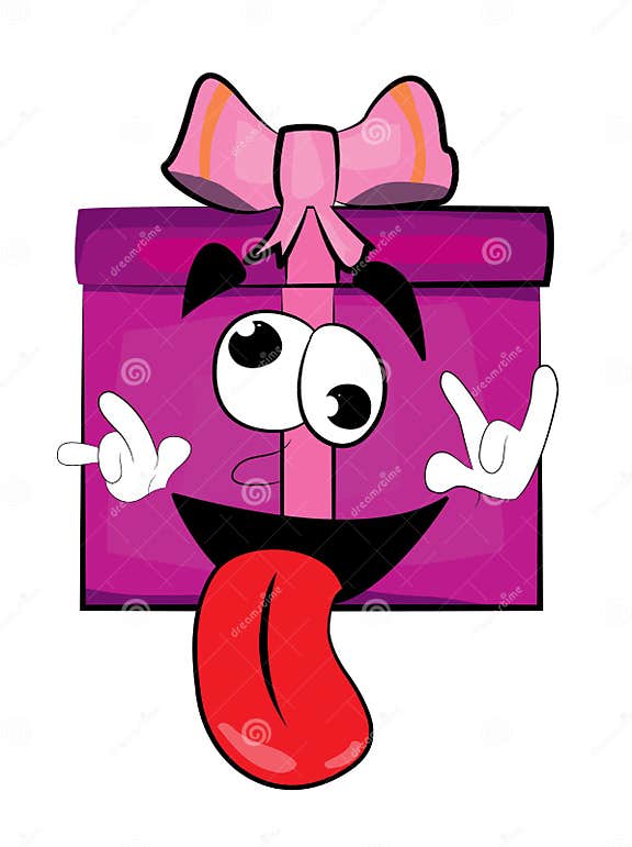Crazy present box cartoon stock illustration. Illustration of tongue ...