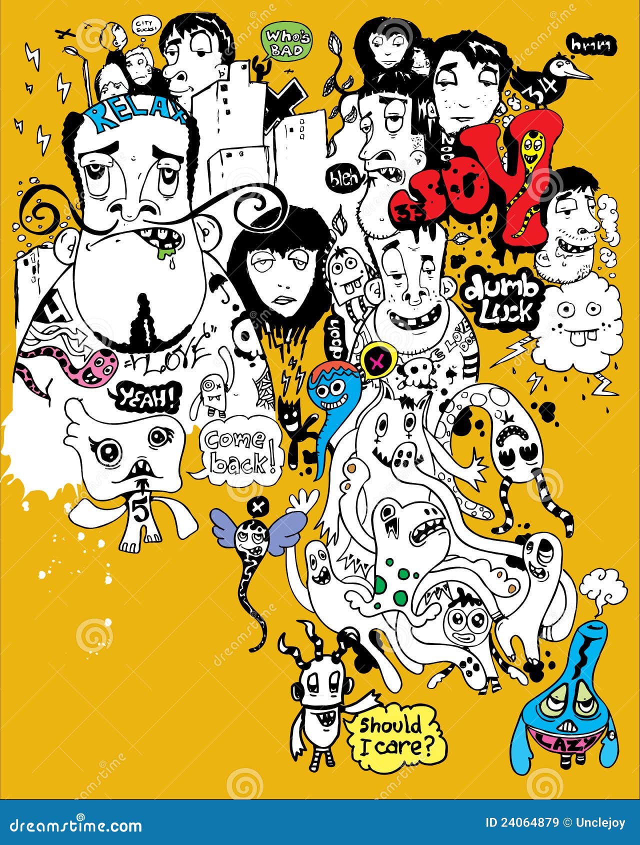 Crazy Psychedelic People Face Doodle Stock Vector - Illustration of ...