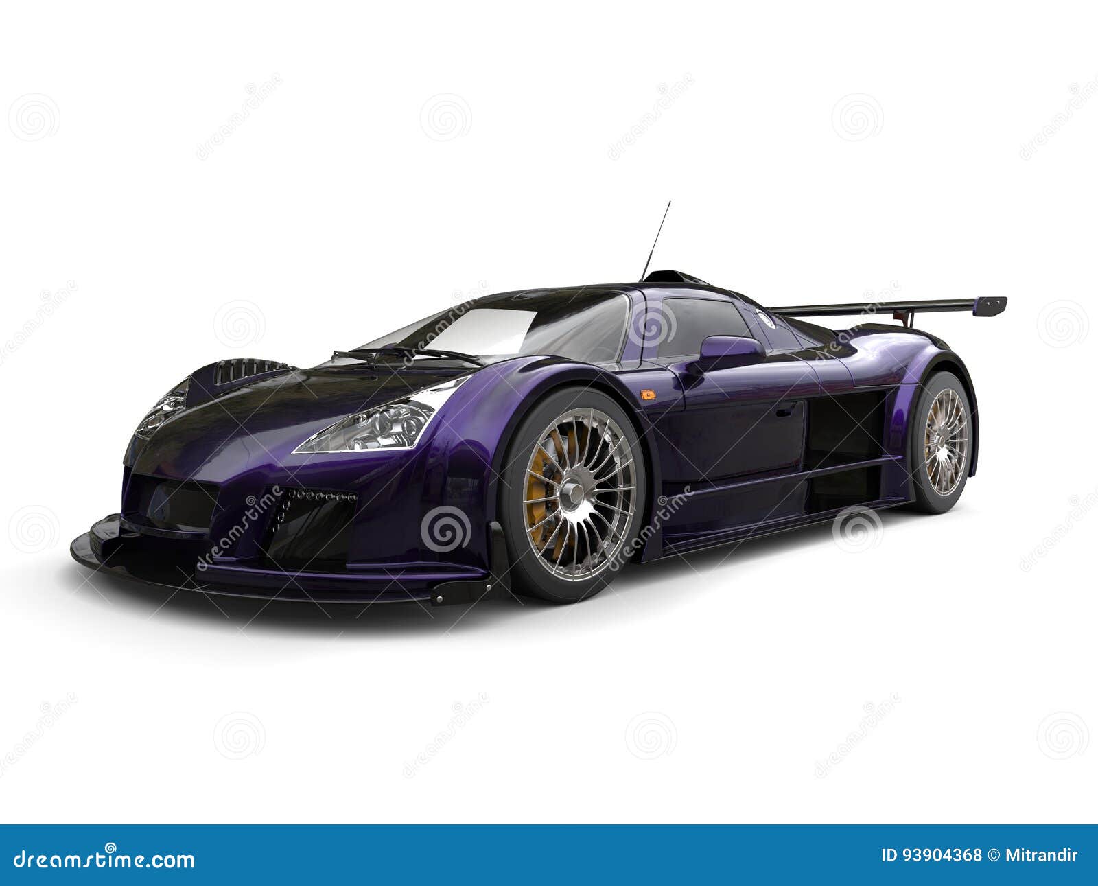 Crazy Purple Metallic Supercar - Studio Shot Stock Illustration ...