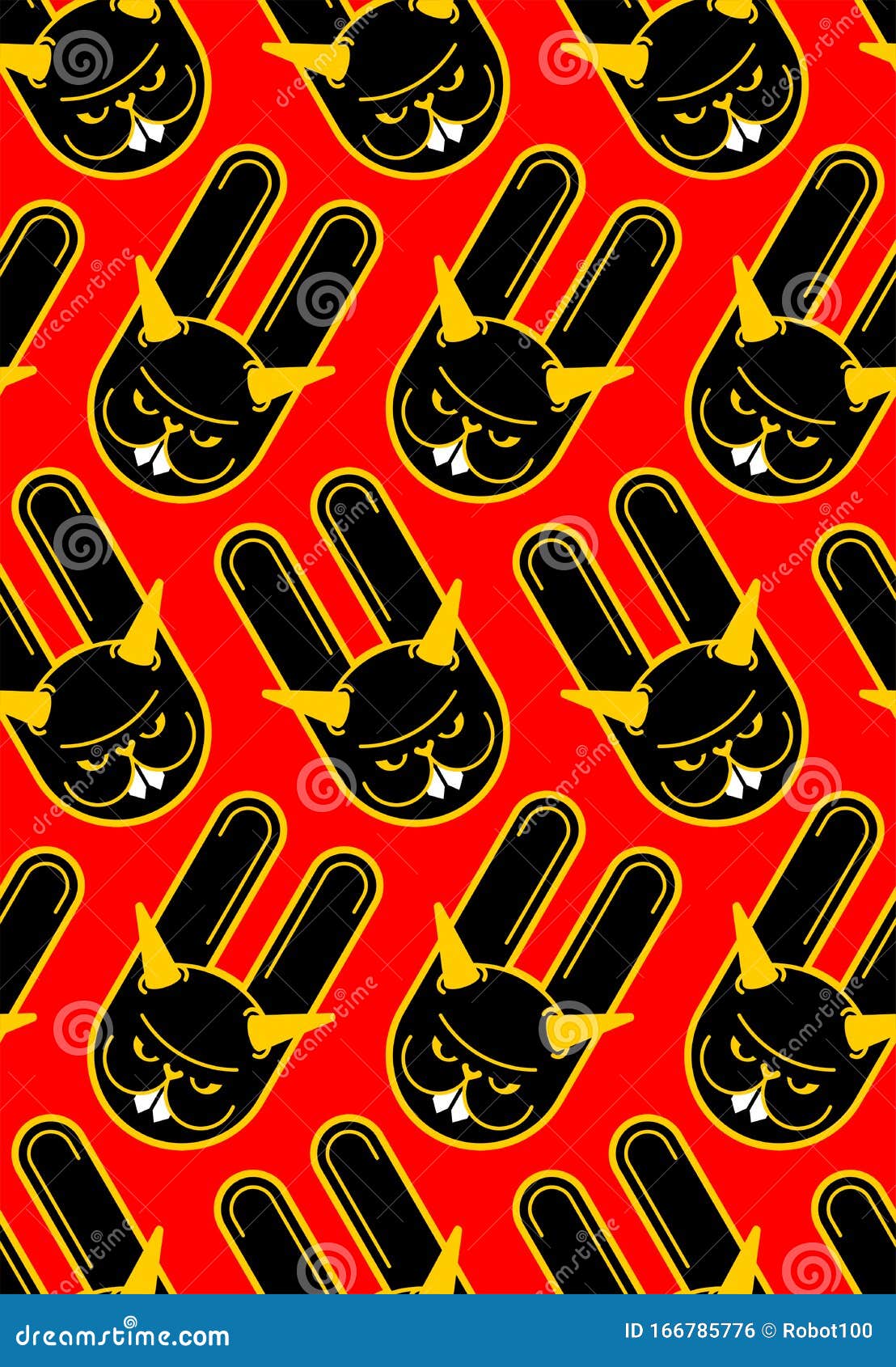 Crazy Rabbit Background. Angry Hare Pattern Seamless. Devil Bunny ...