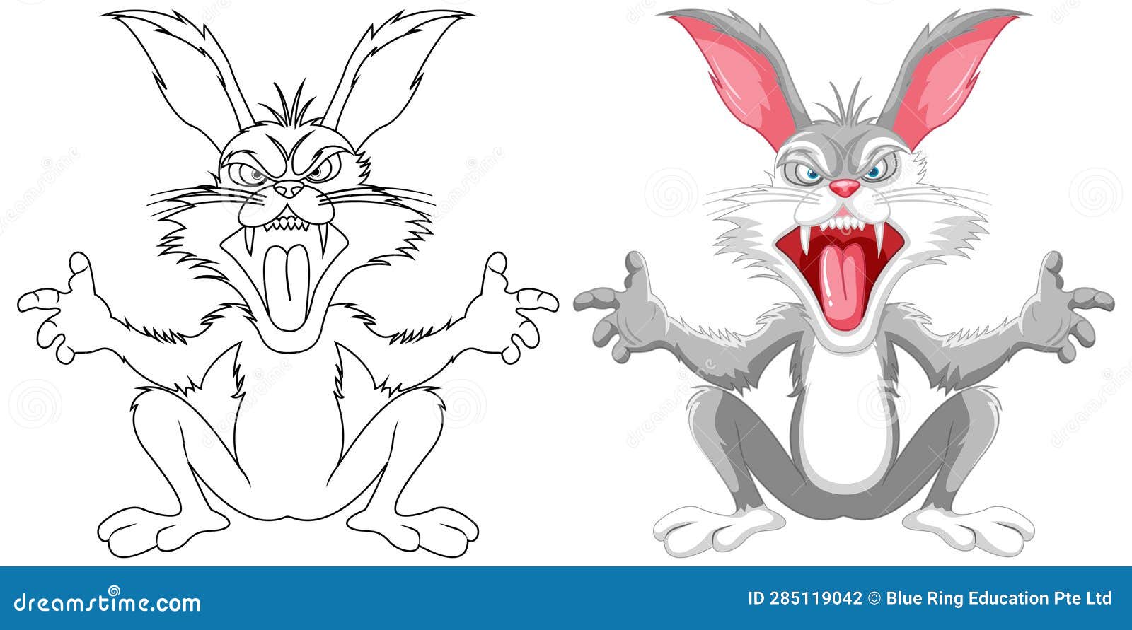 Crazy Rabbit Cartoon Sitting with Sharp Teeth Stock Vector ...