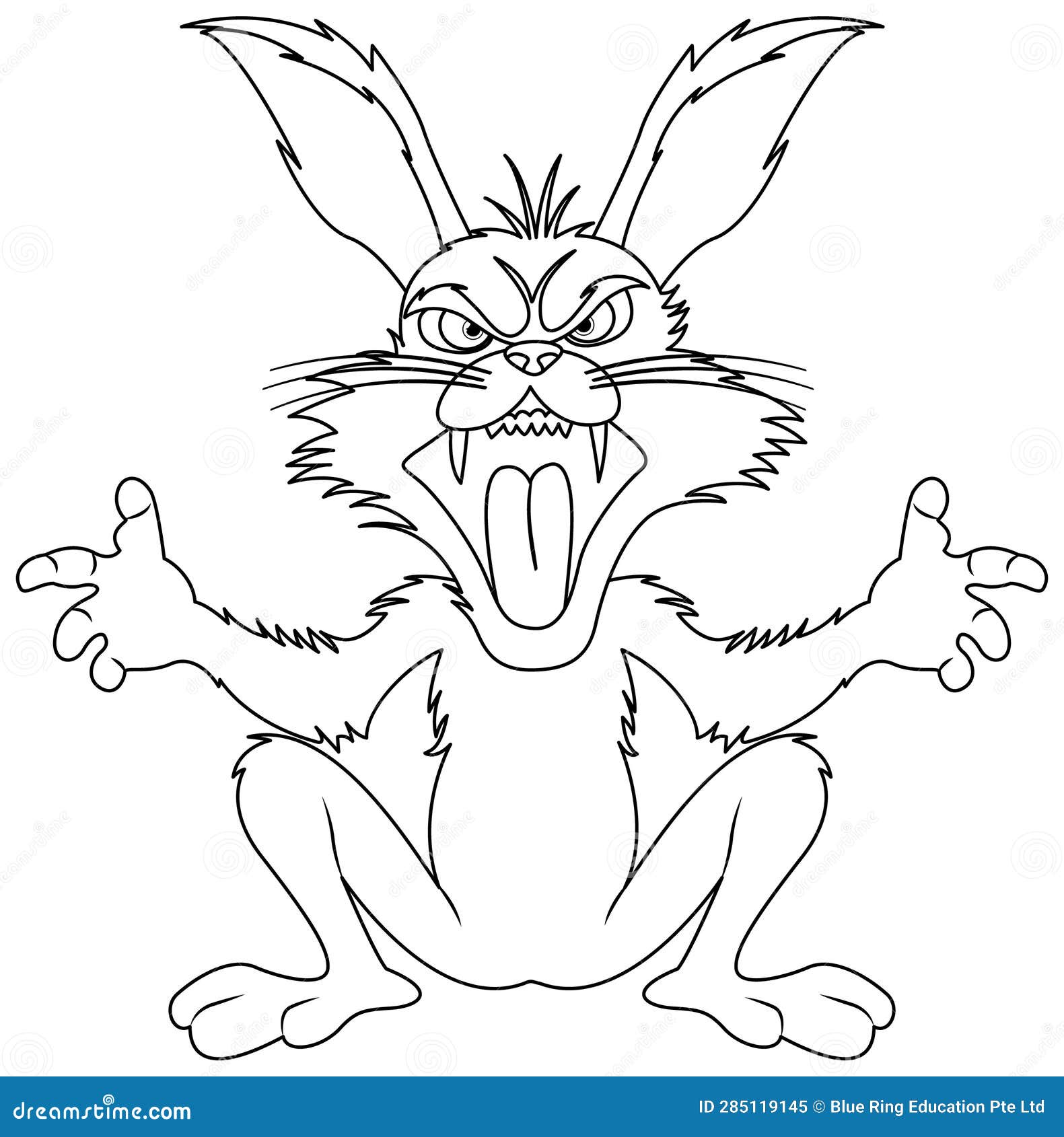 Crazy Rabbit Cartoon Sitting with Sharp Teeth Stock Vector ...