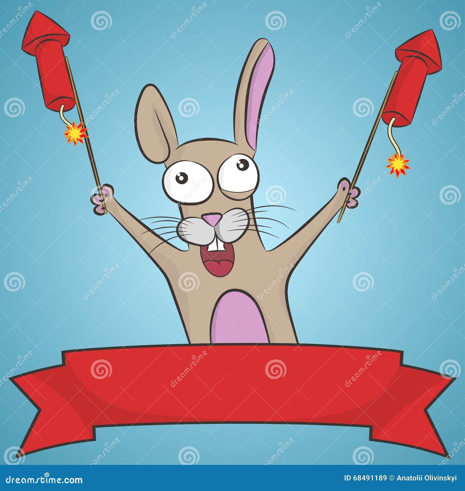 Crazy rabbit with rockets. stock illustration. Illustration of animal ...