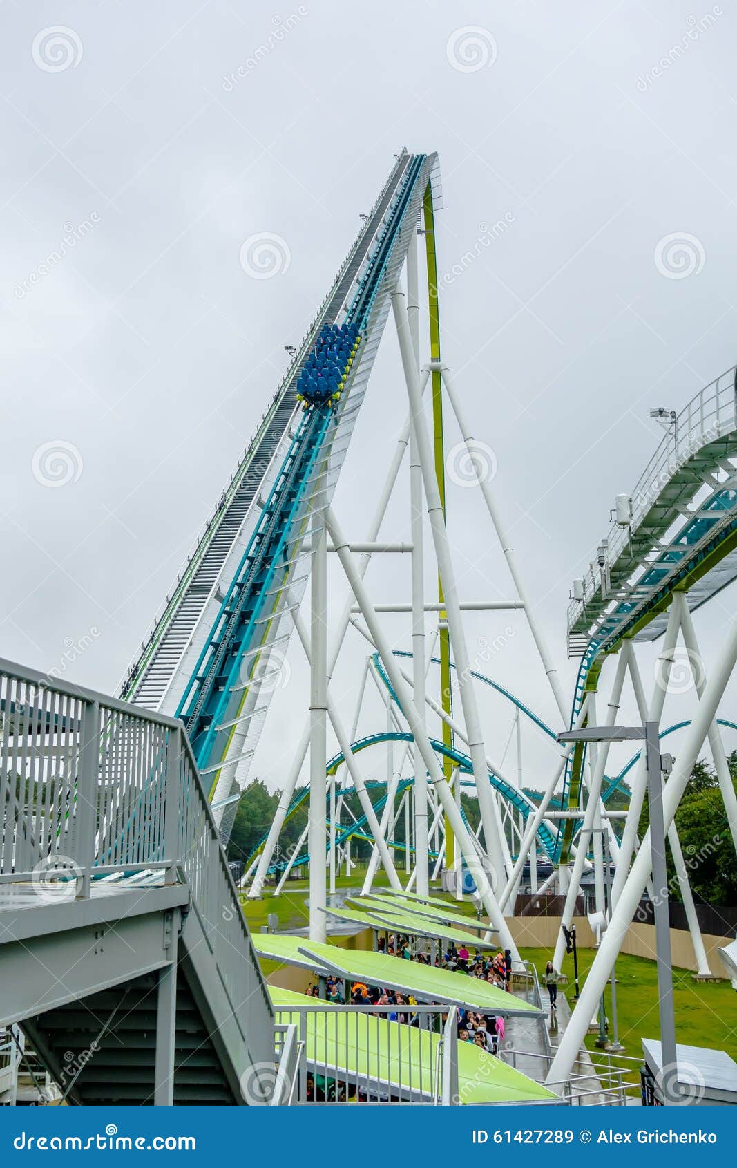 Crazy Rollercoaster Rides at Amusement Park Stock Image - Image of ...