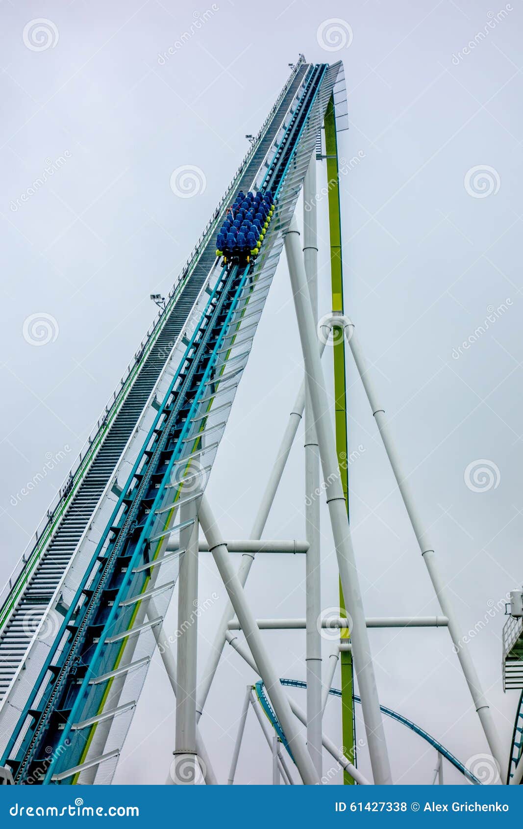 Crazy Rollercoaster Rides at Amusement Park Stock Photo - Image of ...