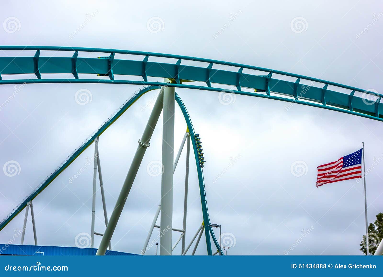 Crazy Rollercoaster Rides at Amusement Park Stock Photo - Image of ...