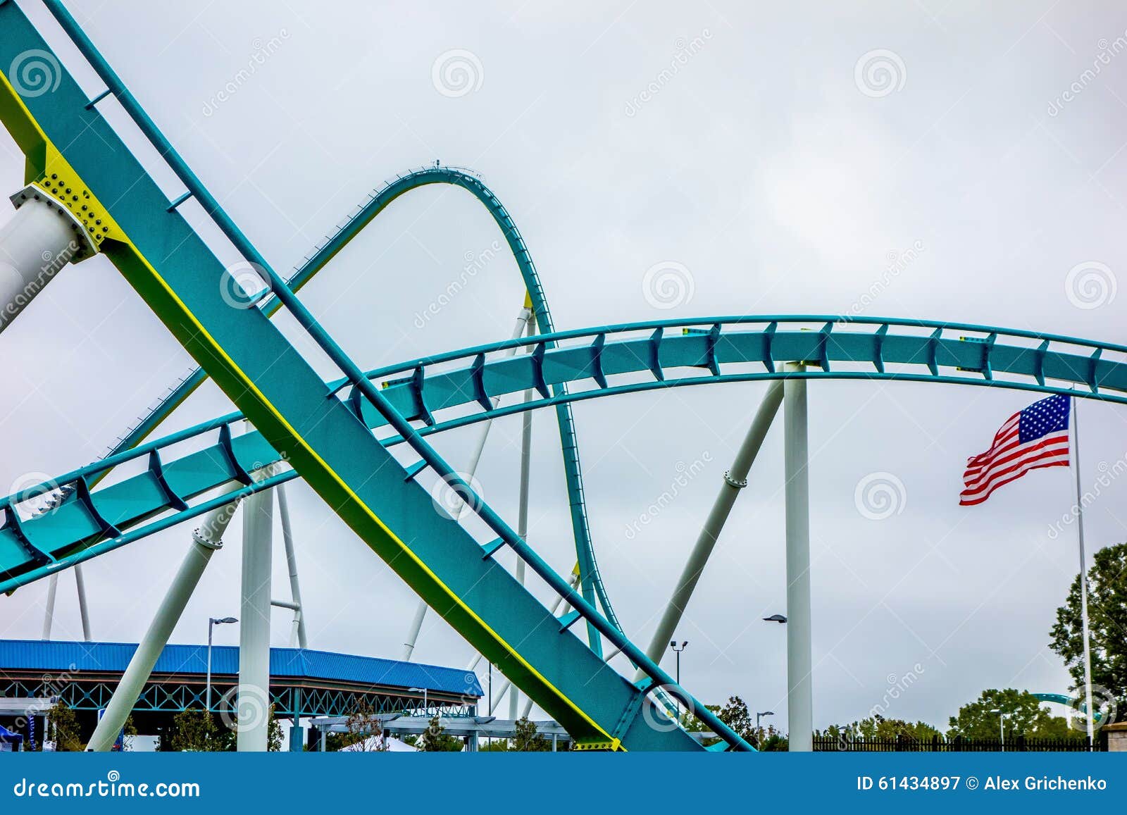 Crazy Rollercoaster Rides at Amusement Park Stock Image - Image of blue ...