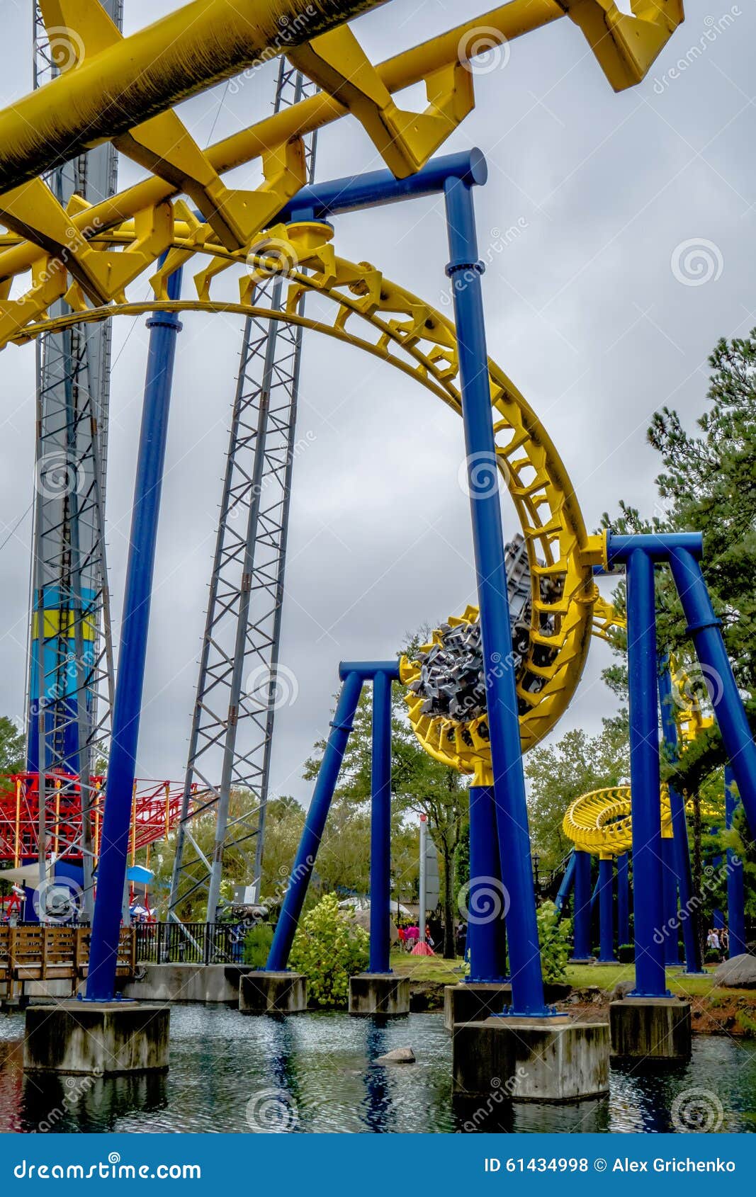 Crazy Rollercoaster Rides at Amusement Park Stock Photo - Image of ...