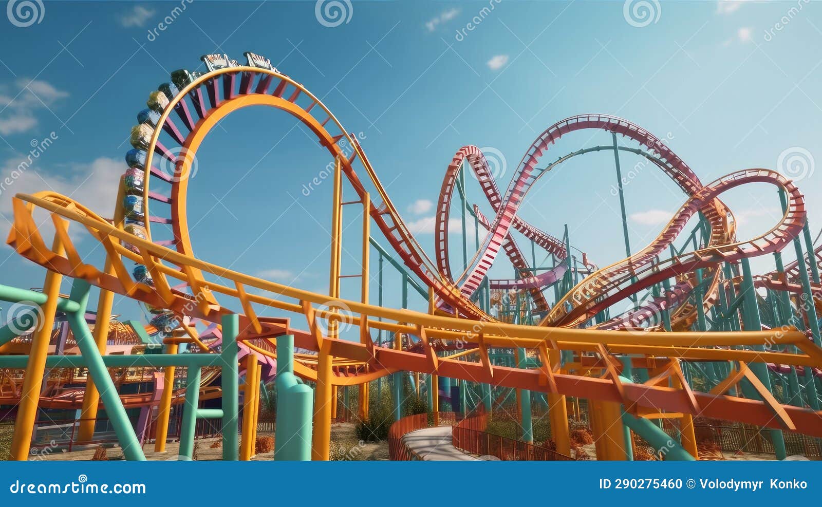 Crazy Rollercoaster Rides at Amusement Park. Generative Ai Stock Photo ...
