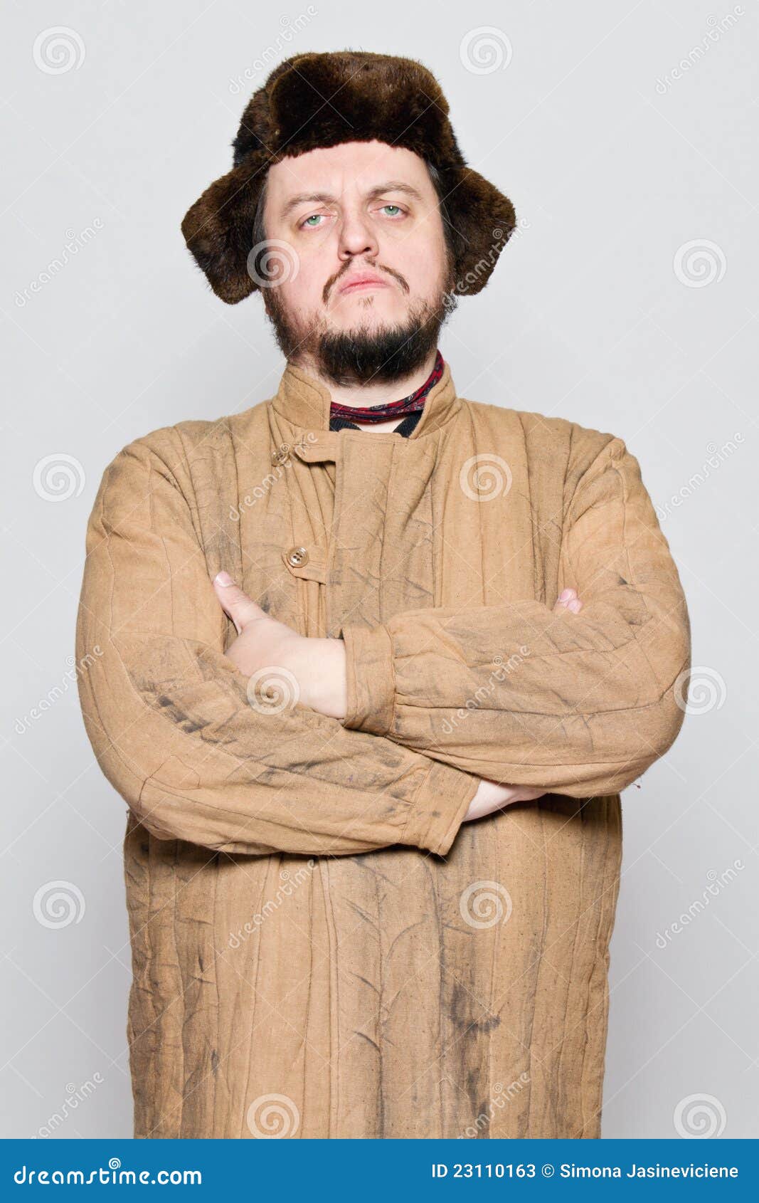 Crazy Russian man with ear stock image. Image of moustache - 23110163