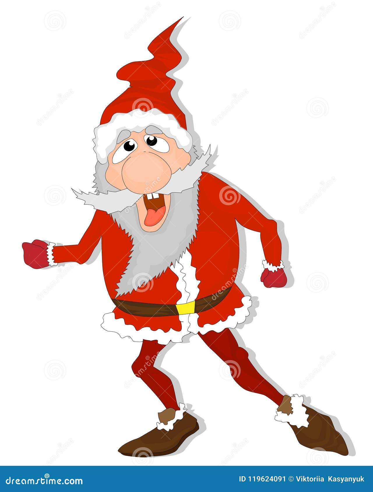 Crazy Santa Shout. Scary Grandfather Yelling. Open Mouth And Te Vector ...