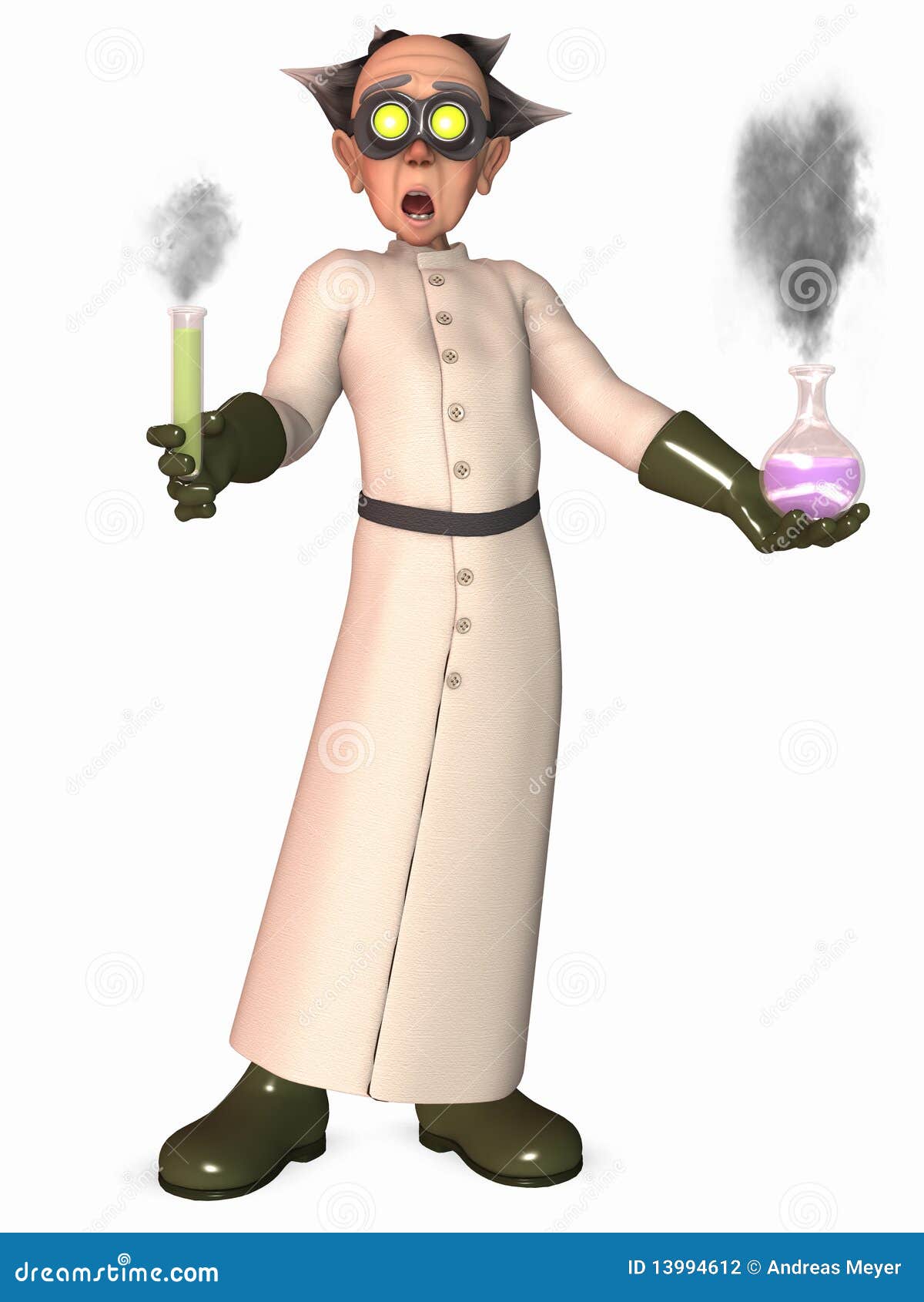 Crazy Mad Scientist Characte In 3d Waving His Arms And Cheering Stock ...