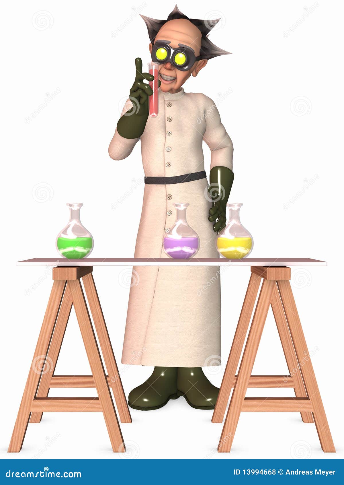 Crazy Scientist Cartoon Illustration | CartoonDealer.com #42453149