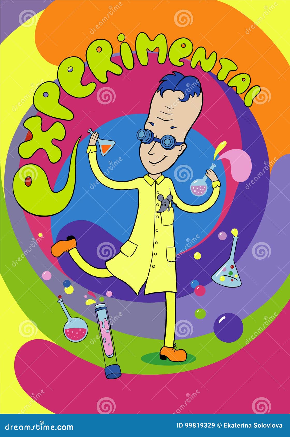 Crazy Scientist Conducting the Experiment Stock Vector - Illustration ...