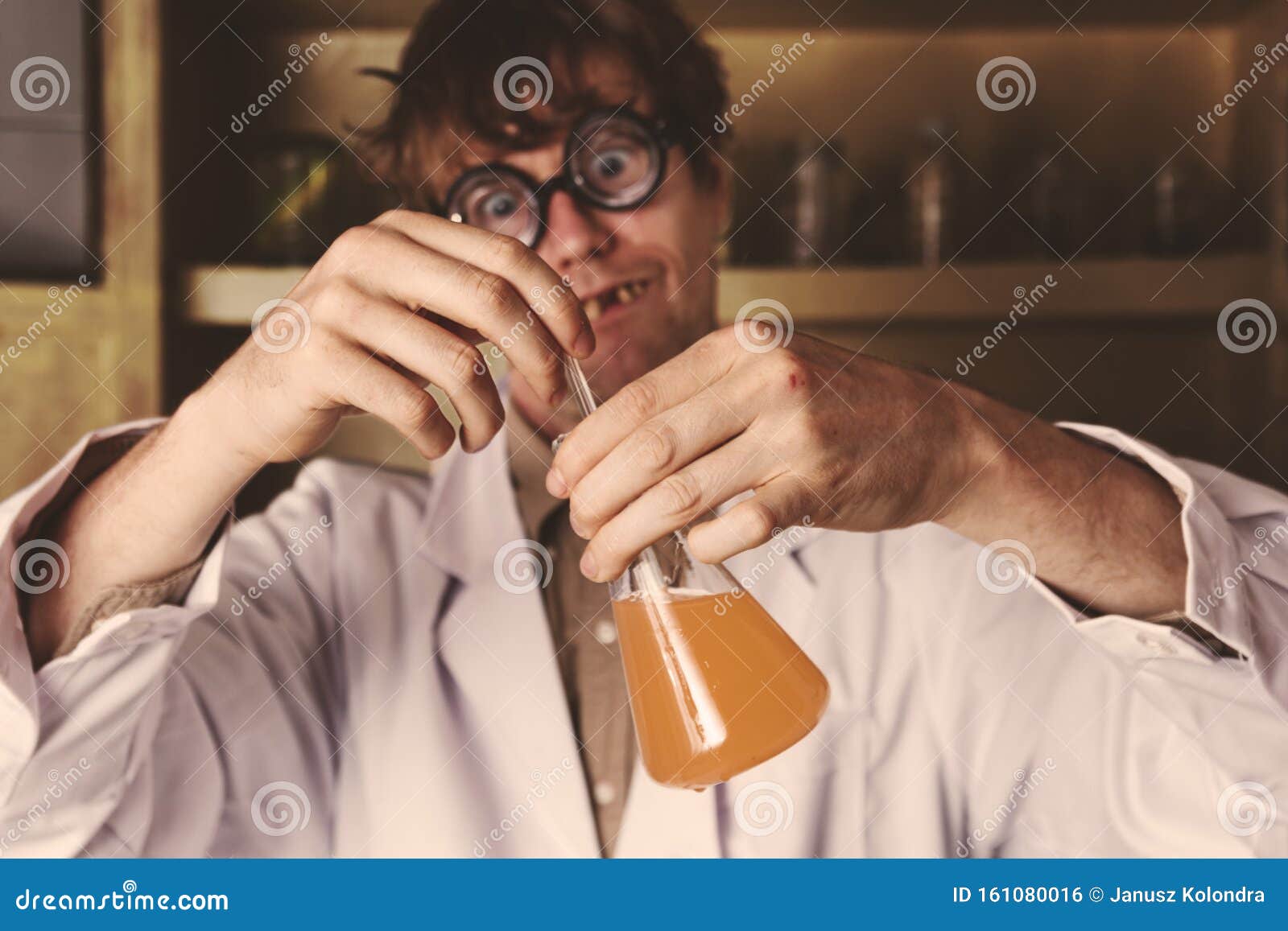 Crazy Scientist Does Creepy Experiments in His Laboratory Stock Photo ...