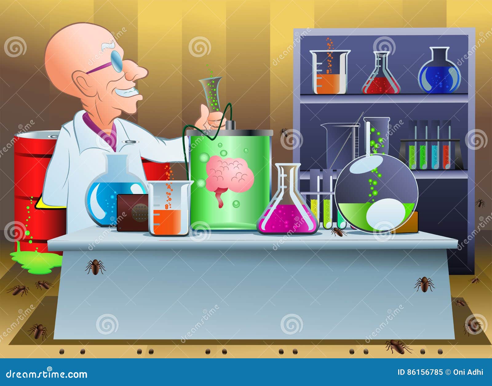 Crazy Scientist on Laboratory Stock Vector - Illustration of education ...