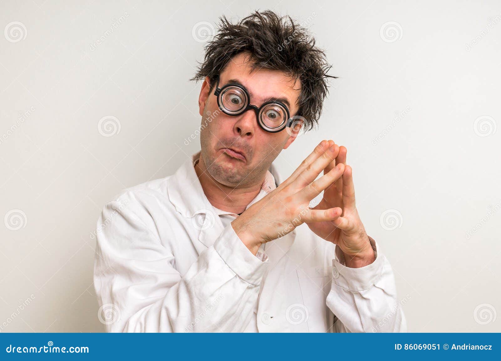 Crazy Scientist Thinking about His Experiment Stock Image - Image of ...