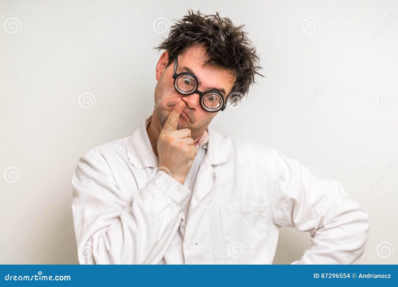 Crazy Scientist Thinking about His Experiment Stock Photo - Image of ...
