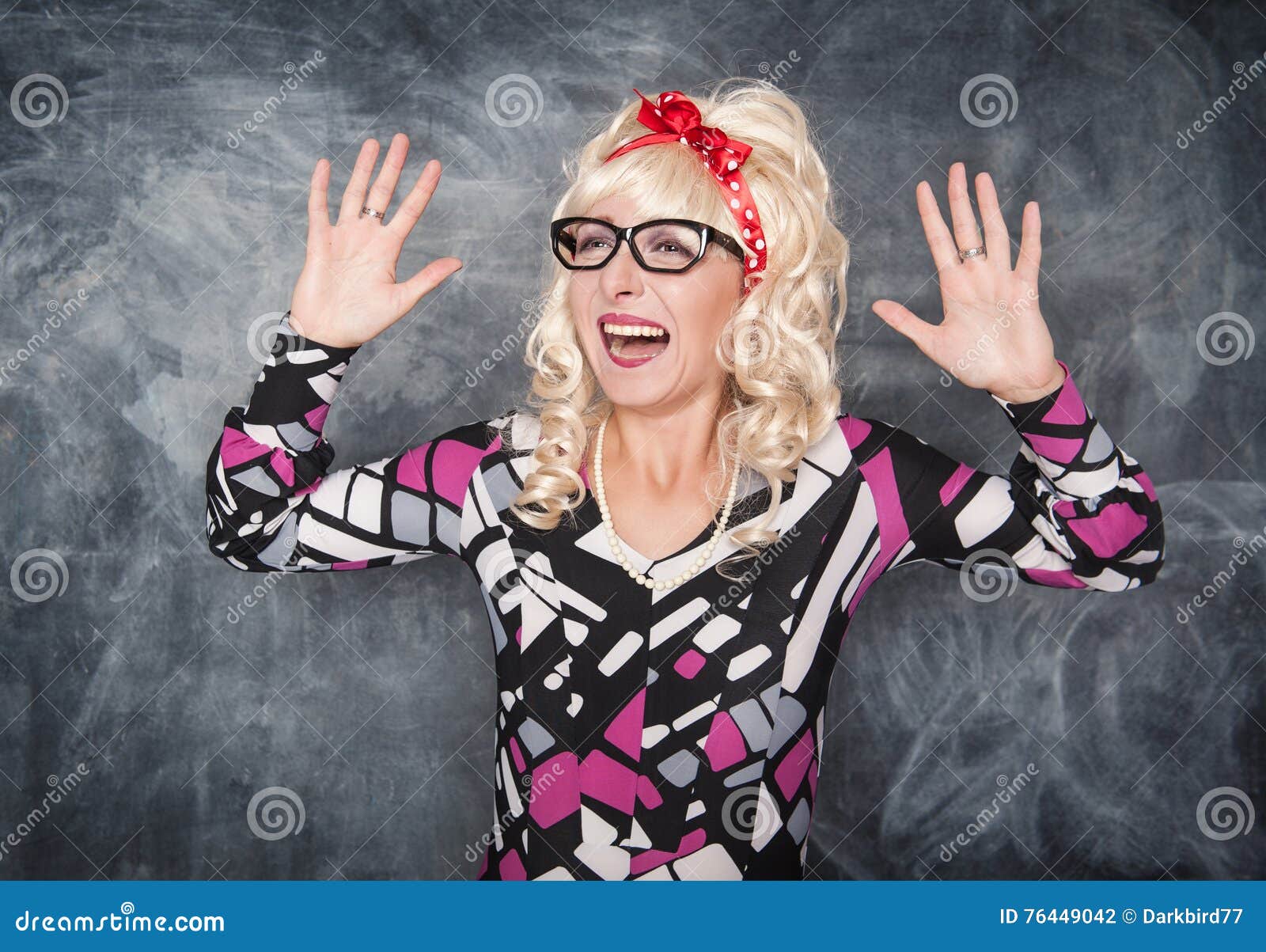 Crazy Screaming Retro Woman Stock Photo - Image of angry, goofy: 76449042