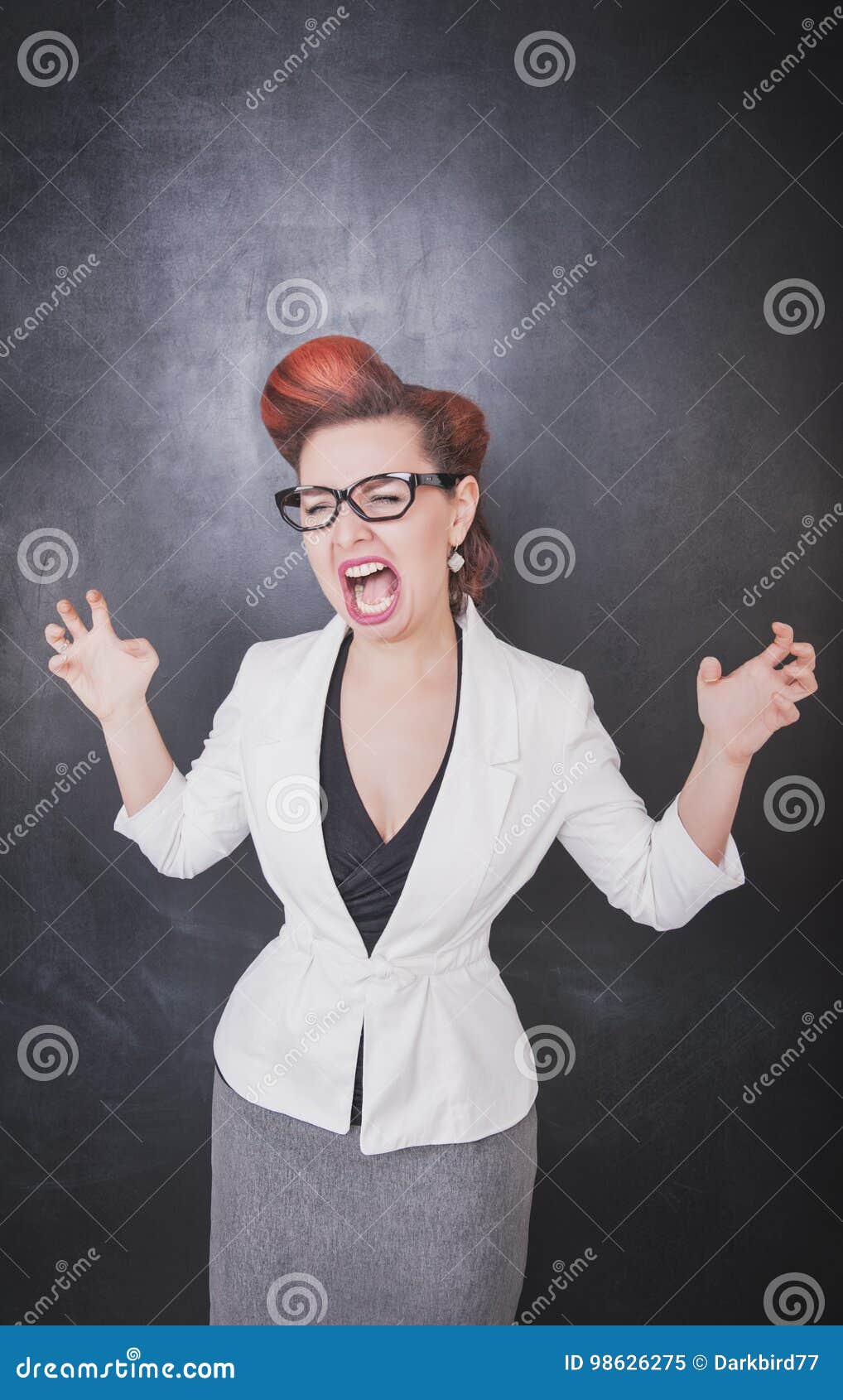 Crazy Screaming Young Woman Holding Two Halfs Of Fresh Ripe Pitahaya ...