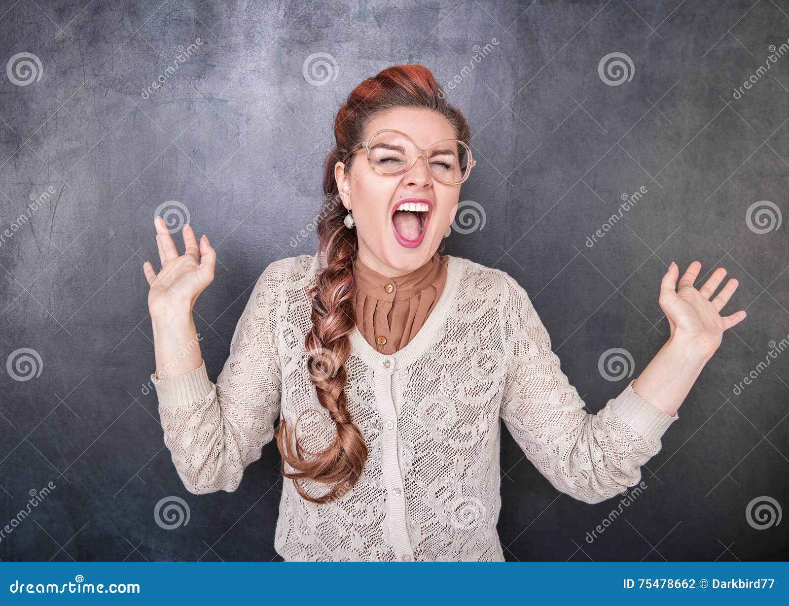 Crazy screaming teacher stock photo. Image of bizarre - 75478662