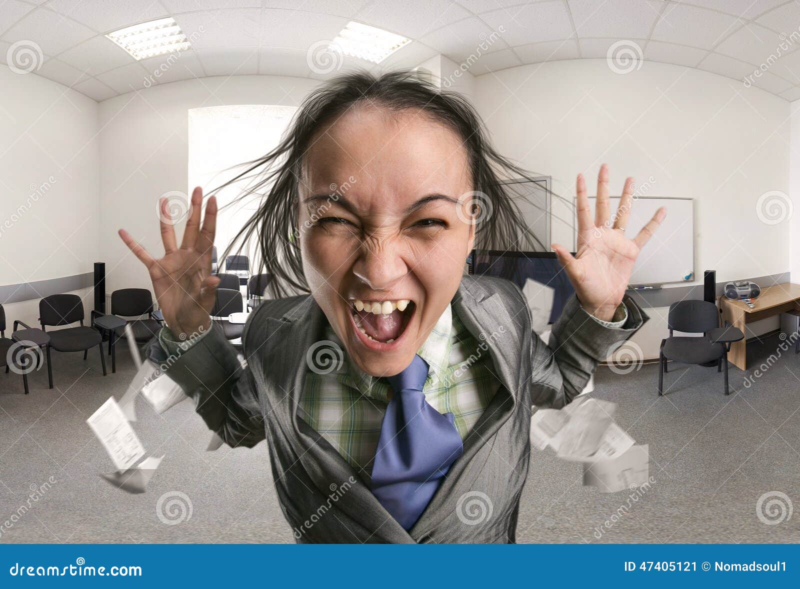 Crazy, Shouting Woman in the Office Stock Image - Image of angry ...