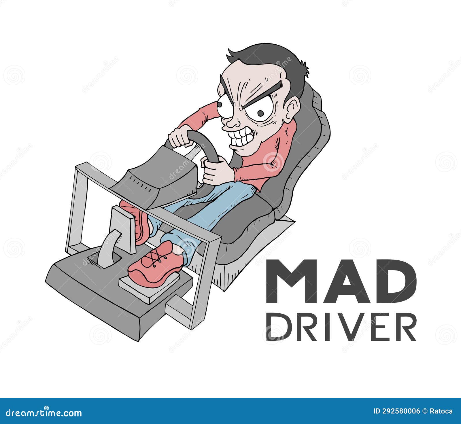 Crazy simracer driving stock vector. Illustration of wheel - 292580006