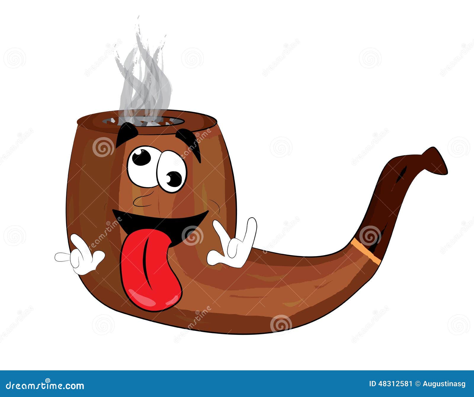 Crazy smoking pipe cartoon stock illustration. Illustration of tongue ...