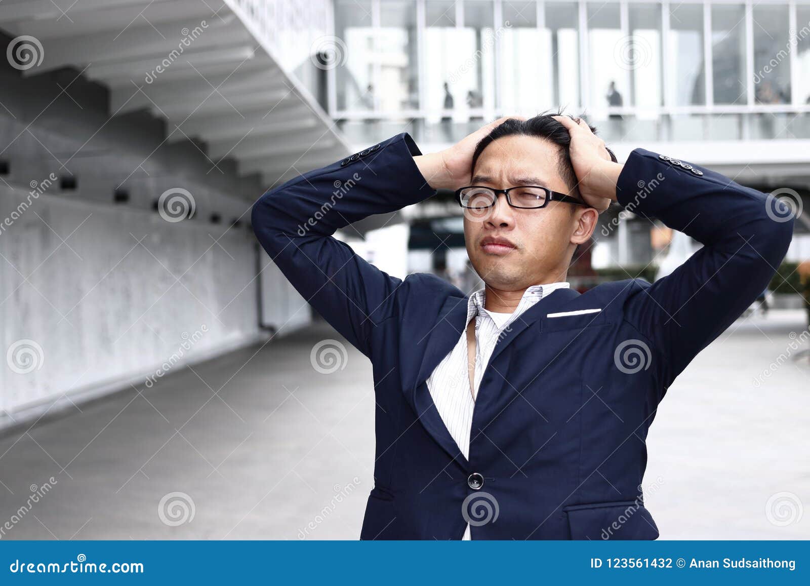 Crazy Stressed Young Asian Business Man in Suit at Outdoors Stock Photo ...