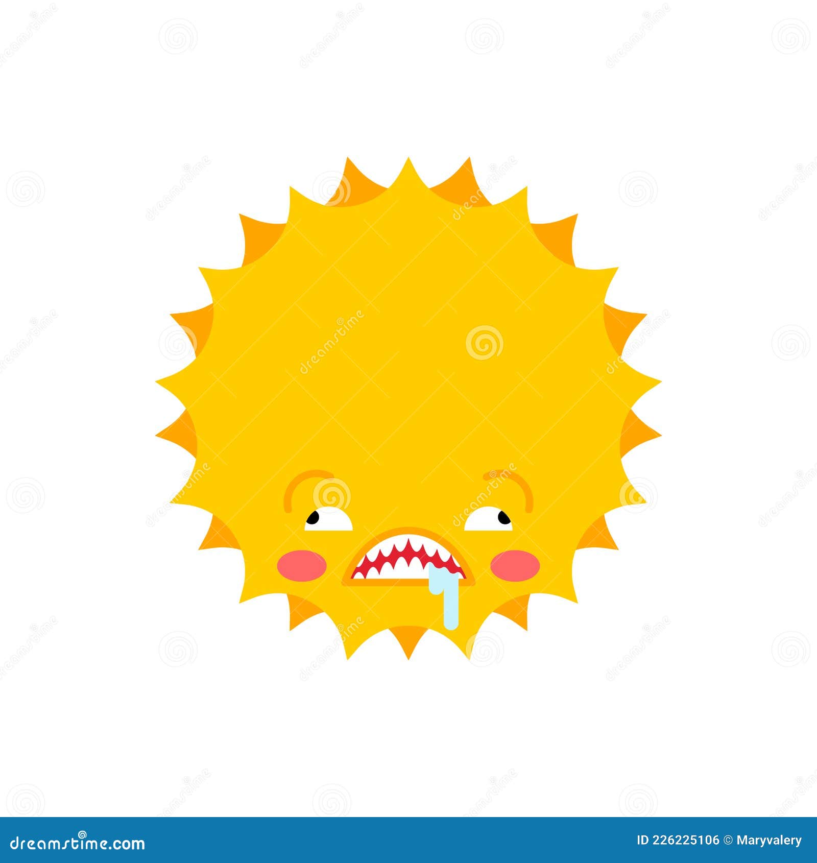 Crazy Sun Cartoon Isolated. Sign Vector Illustration Stock Vector ...