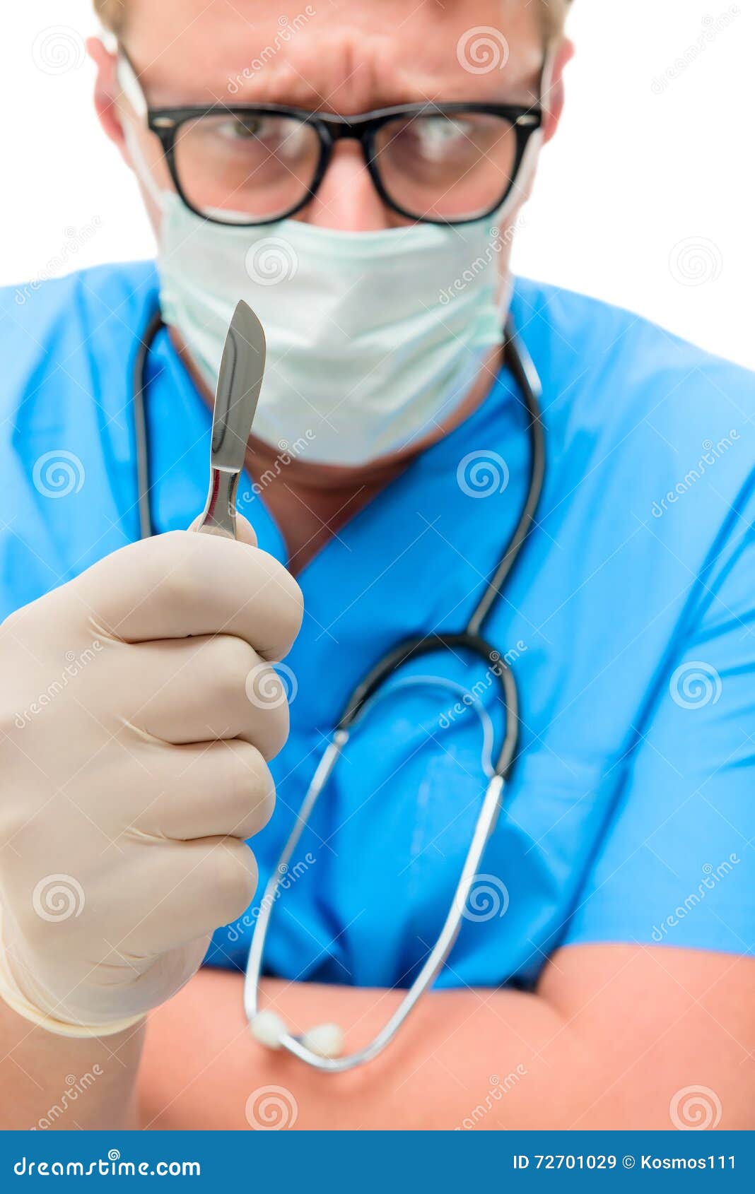 Crazy Surgeon Holding a Scalpel Stock Image - Image of mask, humorous ...