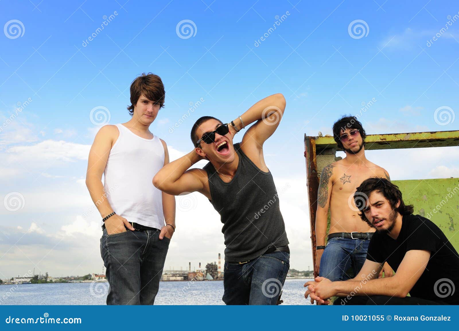 Crazy team of young people stock image. Image of sunglasses - 10021055