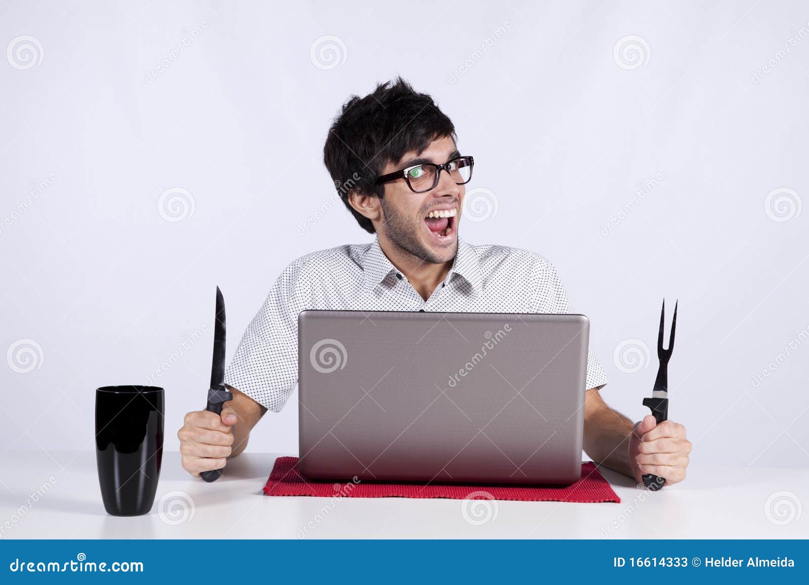 Crazy about technology stock image. Image of desk, handsome - 16614333