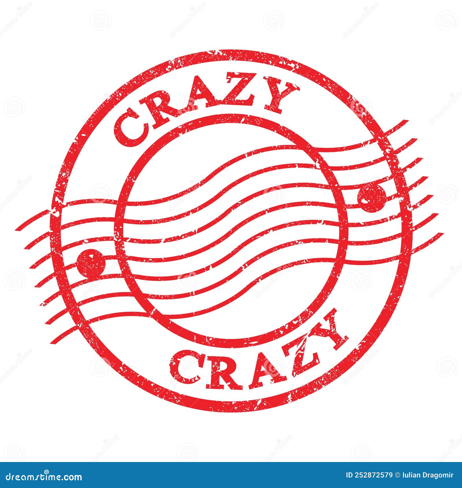 CRAZY, Text Written on Red Postal Stamp Stock Illustration ...